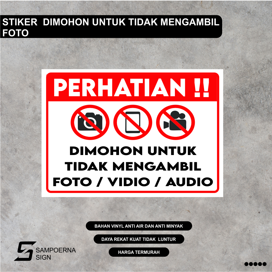 Jual Sticker Dilarang Foto / Stiker Dilarang Merekam / Stiker Dilarang ...