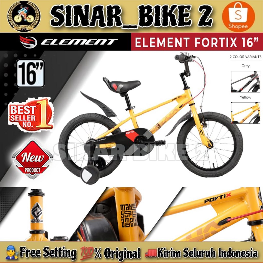 Jual Sepeda Anak Laki BMX ELEMENT FORTIX Ukuran 12 16 18 Inch Usia 2-8 ...
