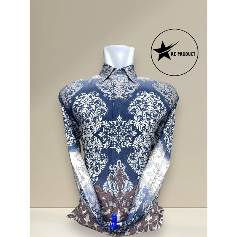 Jual BATIK PRIA LENGAN PANJANG BAHAN DOBI SERAT JAGUNG // BATIK WARNA ...