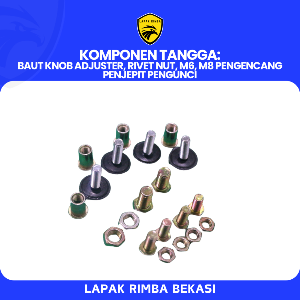 Jual 1 Set Komponen Tangga Baut Knob Adjuster, Rivet Nut, M6, M8 ...