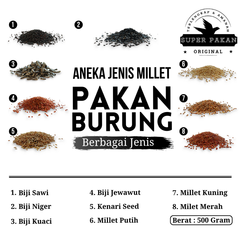 Jual Aneka Millet PAKAN BURUNG, Biji Sawi, Biji Niger, Biji Kuaci, Biji ...