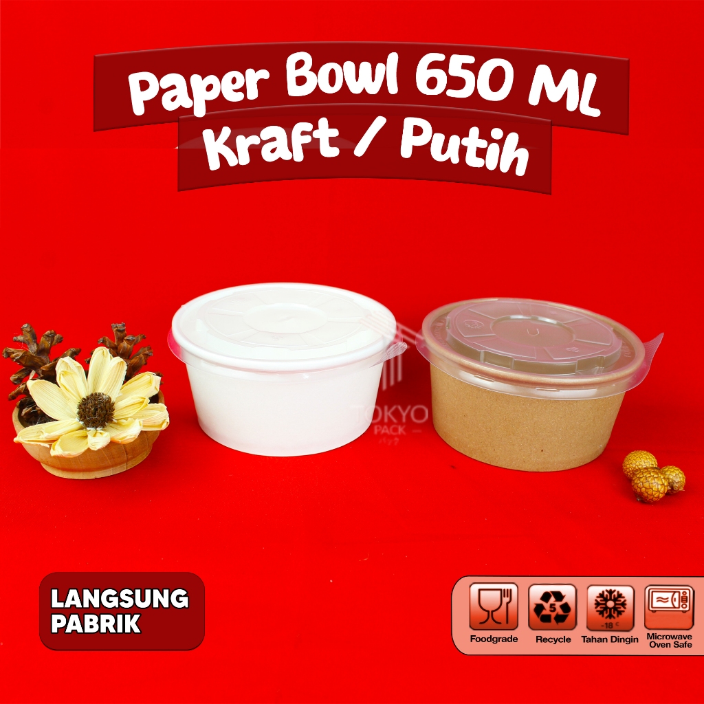 Jual Paper Bowl 650 ml / Mangkok Kertas / Rice Bowl Paper 650 ml ...