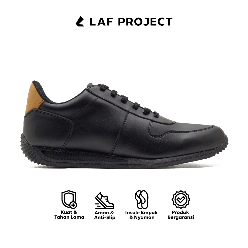 Jual Sepatu Sneakers Pria Hitam Polos Casual Kerja Kantor Keren ...