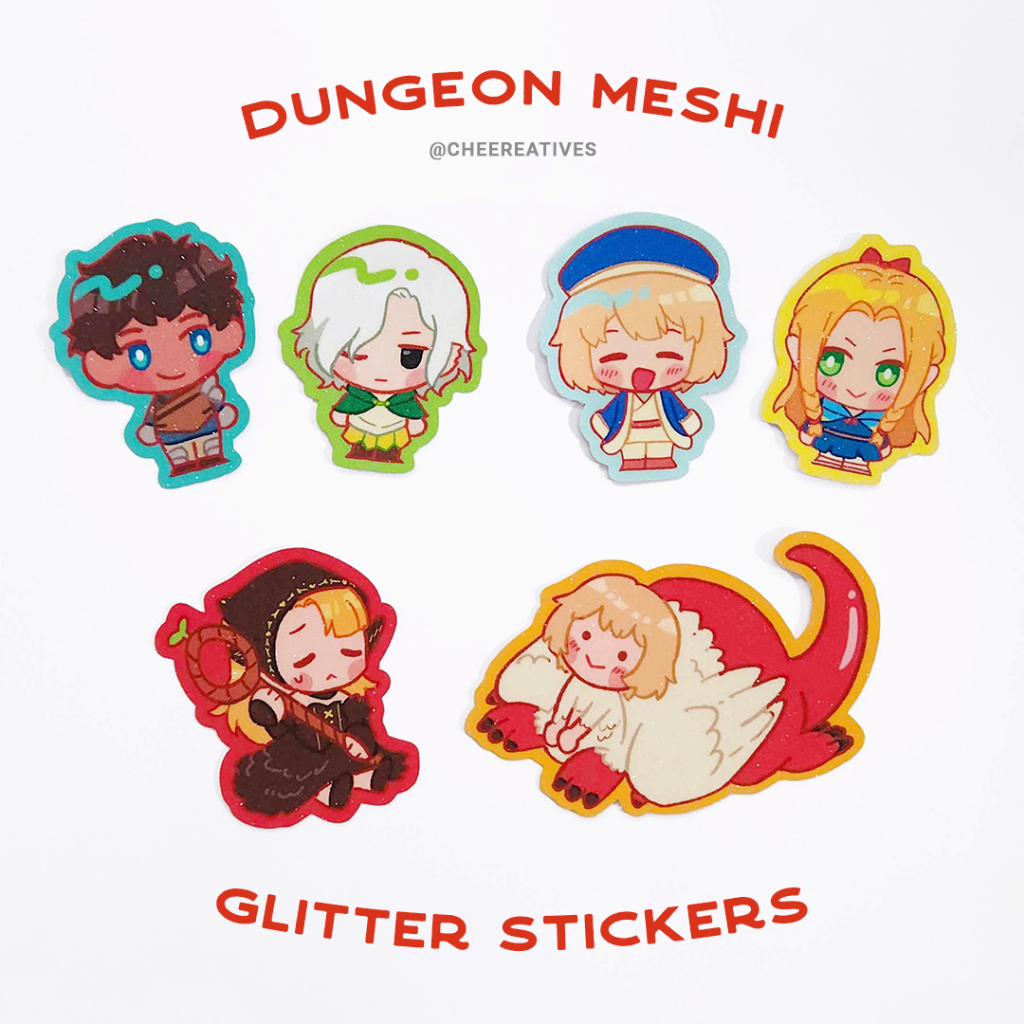Jual Dungeon Meshi - Glitter Stickers (Falin, Marcille, Kabru, Mithrun ...