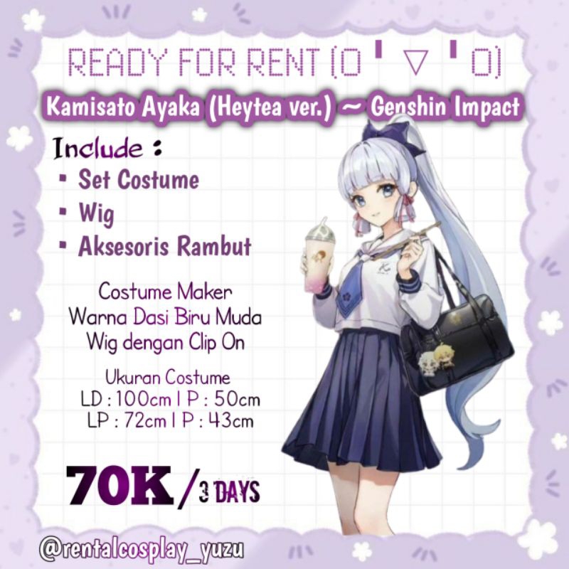 Jual RENTAL SEWA AYAKA HEY TEA VERSION COSTUME COSPLAY ANIME GENSHIN ...