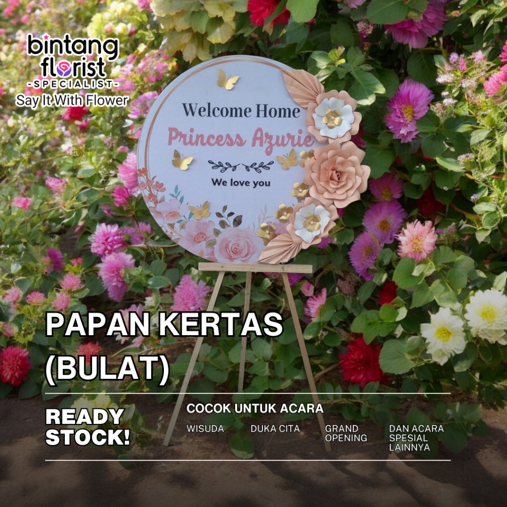 Jual Karangan Bunga Papan Kertas Bulat 80cm Diameter Surabaya Cocok ...