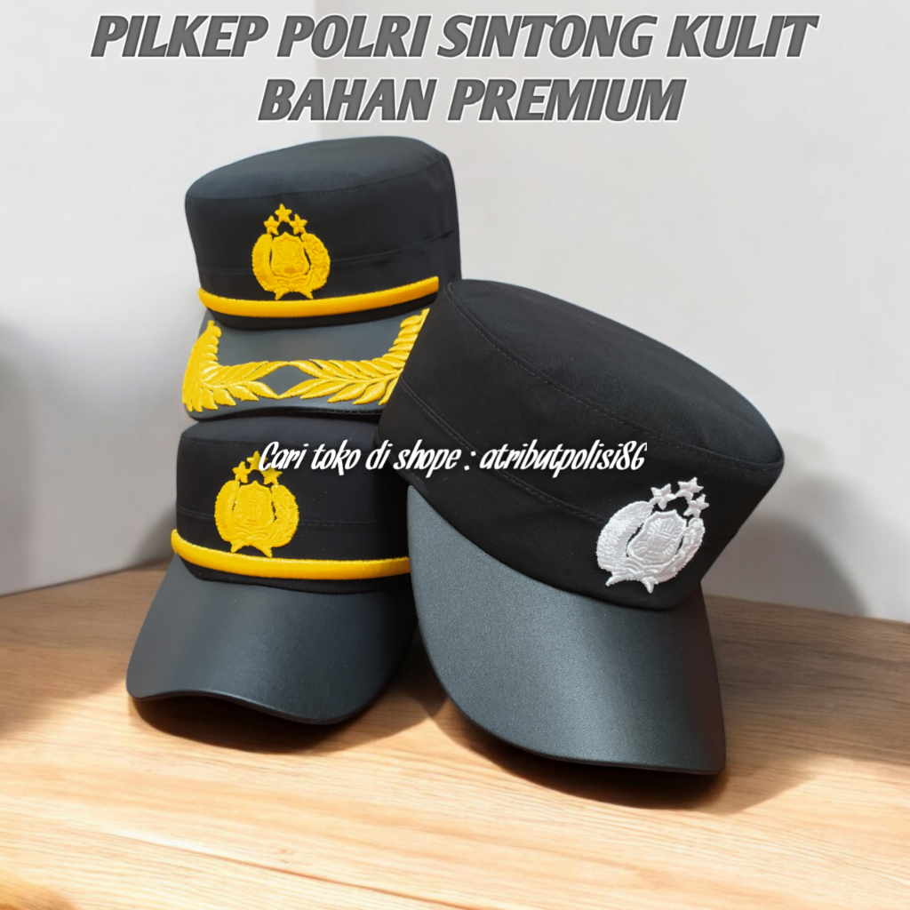 Jual TOPI POLISI PREMIUM SINTONG KULIT - PILKEP KOMANDO POLRI | Shopee ...