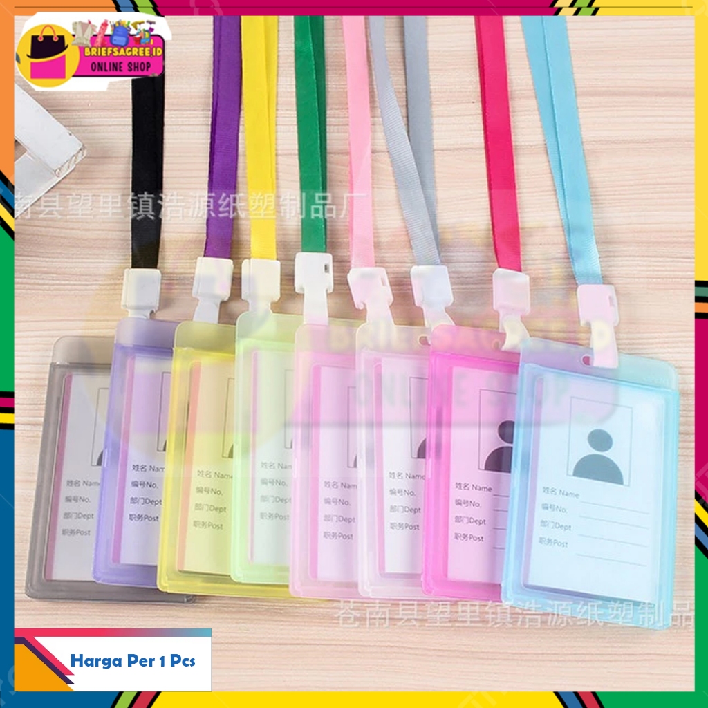 Jual Name Tag Id Card Transparant Gantungan Kartu Nama Plastik Vertical ...