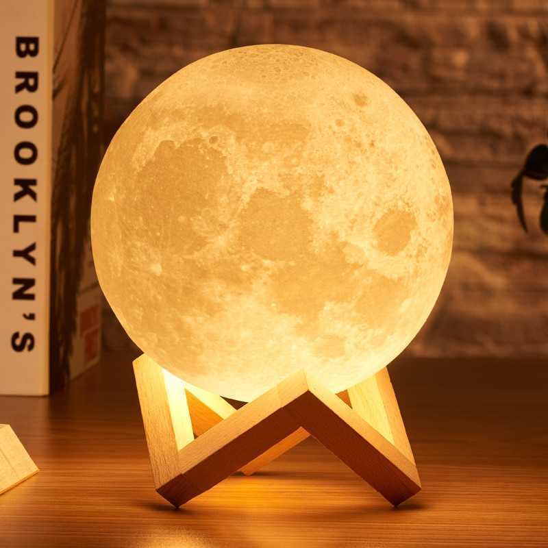 Jual [ESTETIK] Lampu Tidur Bulan 3D Moon Night Light Lamp Rechargeable ...