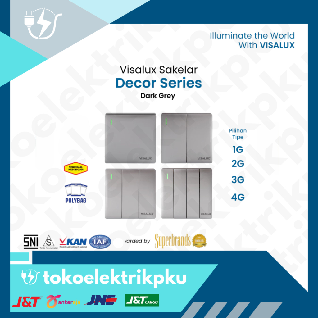 Jual Saklar Decor 1G/2G/3G/4G GANG 1W Grey 10x10x1 VISALUX VSD | Shopee Indonesia