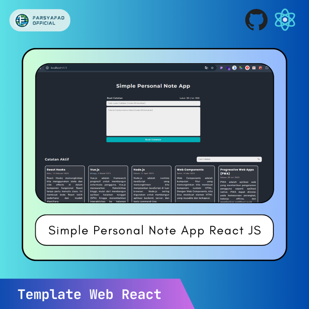 Jual Simple Personal Note App Template Using React | Source Code ...