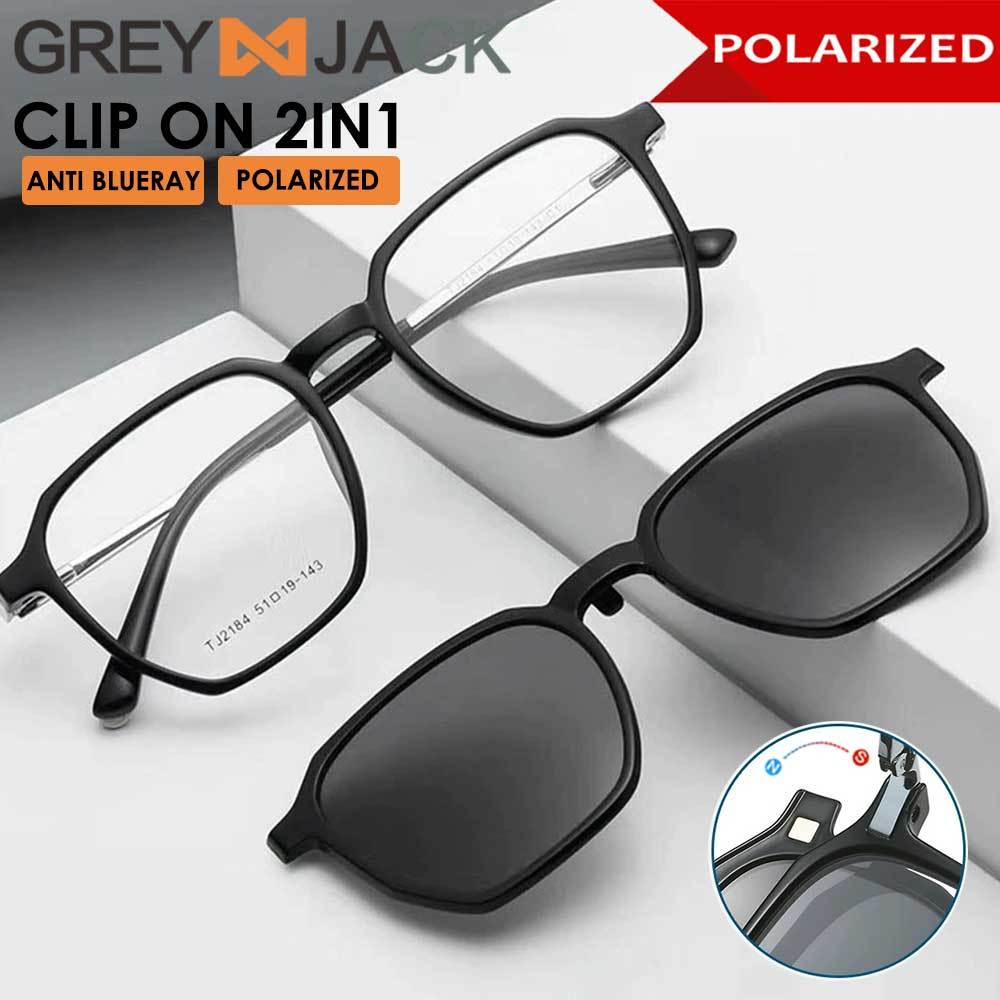 Jual Grey Jack Kacamata Clip On 2in1 Fashion Pria Wanita Free Polarized Lens Bahan TR+Metal Bisa ...