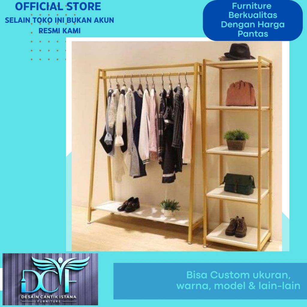 Jual Paket 2 Unit Rak Gantung Baju dan Rak Display Tas | Shopee Indonesia