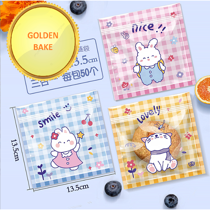 Jual GBake 50pcs plastik cookies ziplock motif KITTY 13,5cm x 13,5cm ...