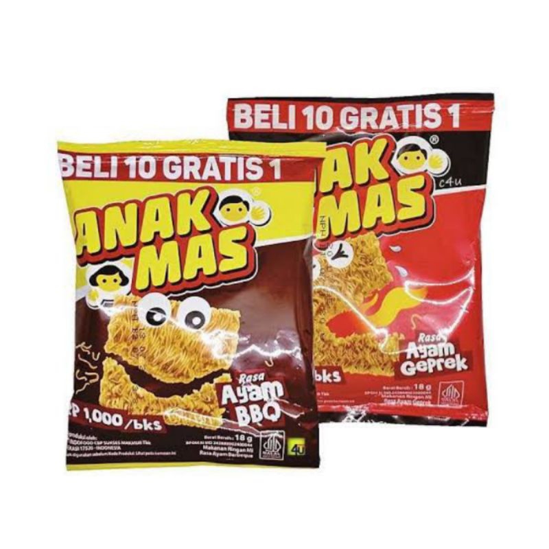 Jual Snack Jadul Anak Mas Mie 18g isi 10 gratis 1 | Shopee Indonesia
