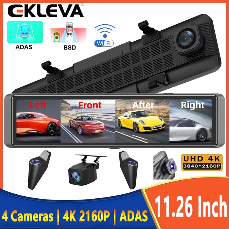 Jual EKLEVA Dashcam Mobil 4 Kamera 11.26 Inci 4K UHD Layar Sentuh DVR Mobil ADAS BSD Support ...