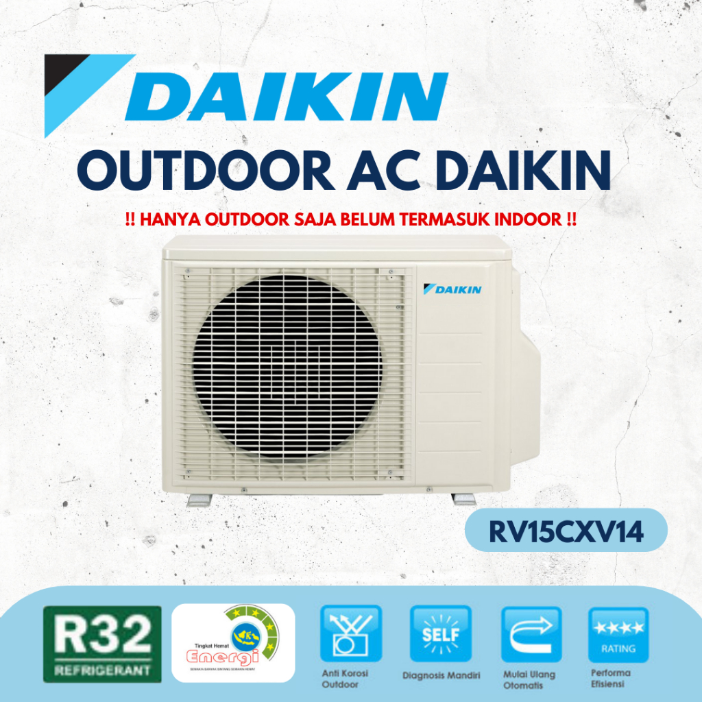 Jual Outdoor AC Daikin Malaysia Standart R32 RV15CXV14 1/2 PK BARU | Shopee Indonesia