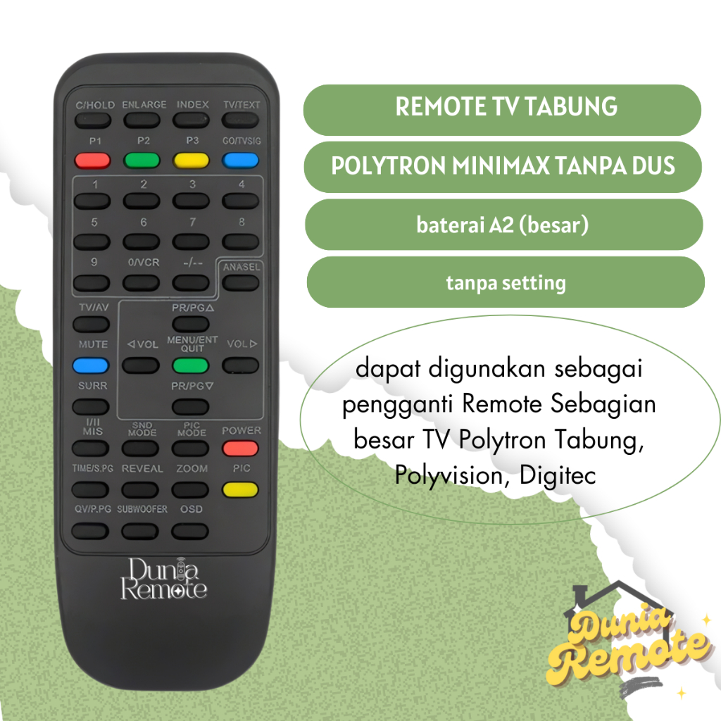 Jual Remot Remote POLYTRON TV Tabung Minimax Polytron Digitec Bazooke ...