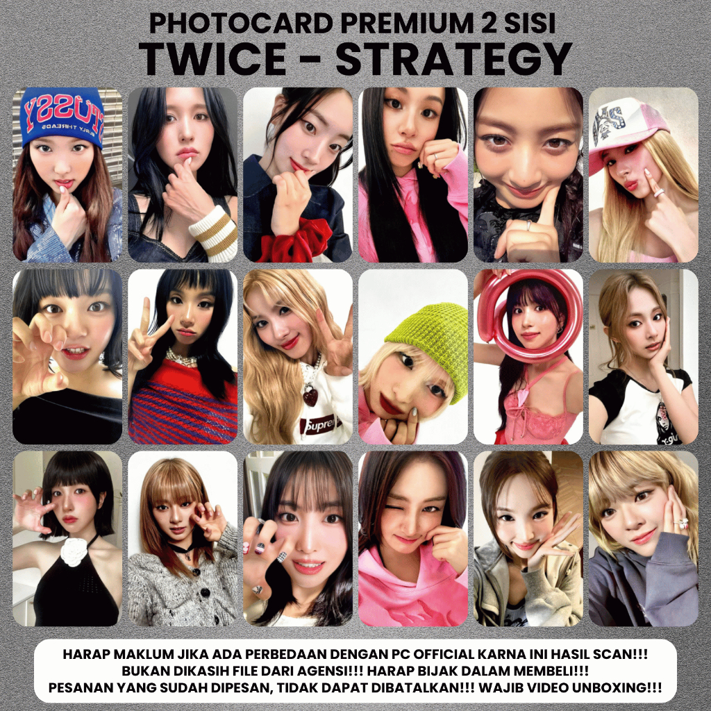 Jual (ISI 9 PCS) Photocard TWICE STRATEGY - PC Premium 2 Sisi Kartu ...