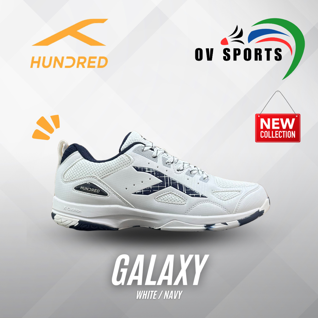 Jual Sepatu Badminton Hundred Galaxy - White / Navy | Shopee Indonesia