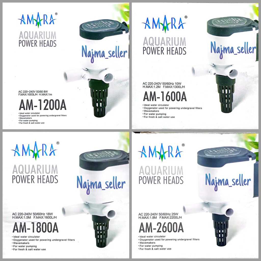 Jual Mesin Pompa Aquarium Low Watt. AMARA seri AM-1200a, AM-1600a, AM ...