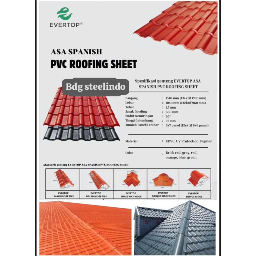 Jual Atap Genteng Asa / Kanopi PVC Baja Ringan | Shopee Indonesia