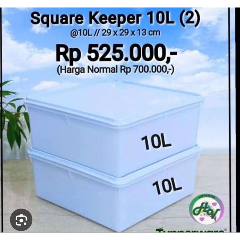 Jual tupperware square keeper 10 Liter Biru 2Pcs | Shopee Indonesia