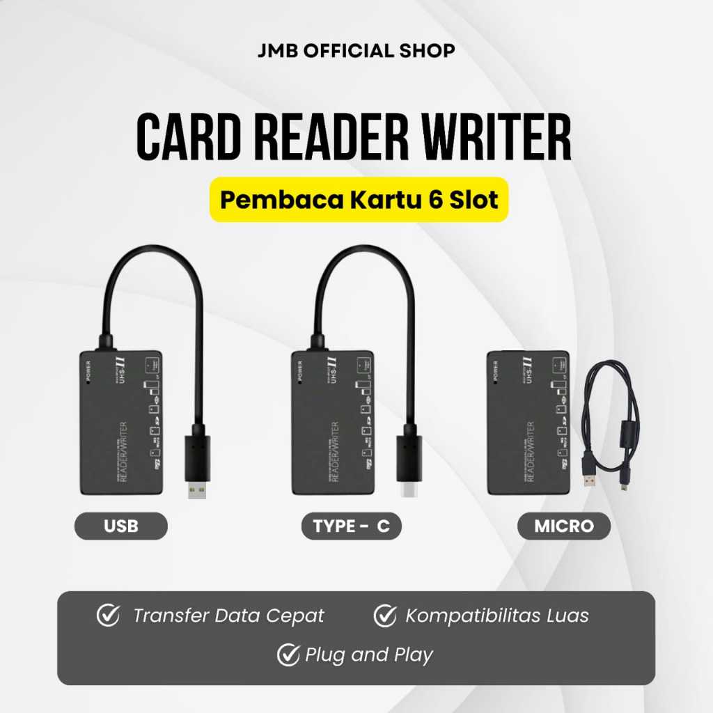 Jual (JMB) Card Reader Writer Pembaca Kartu 6 Slot HUB MICRO / USB ...