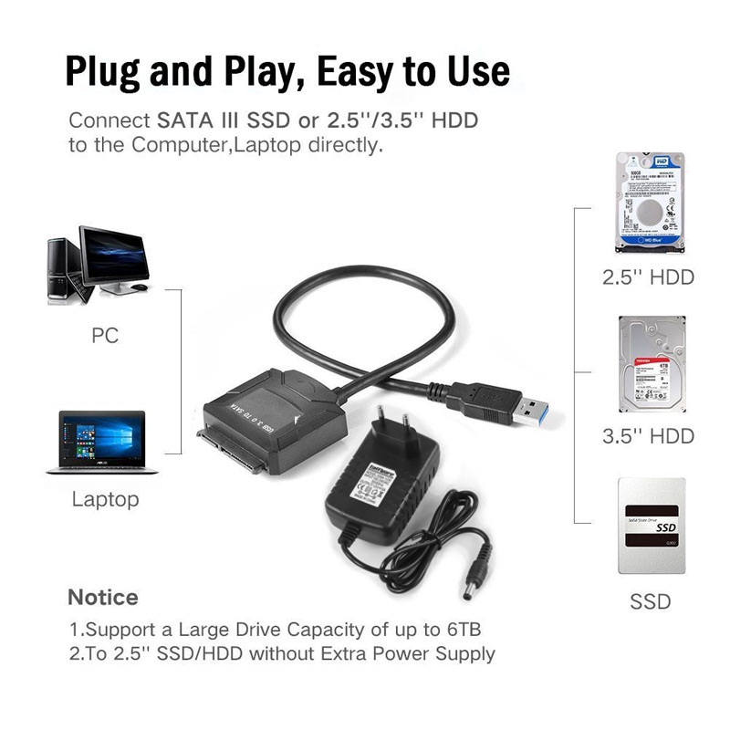 Jual Kabel Adapter USB 3.0 to SATA for 3.5 atau 2.5 Inch HDD SSD E ...