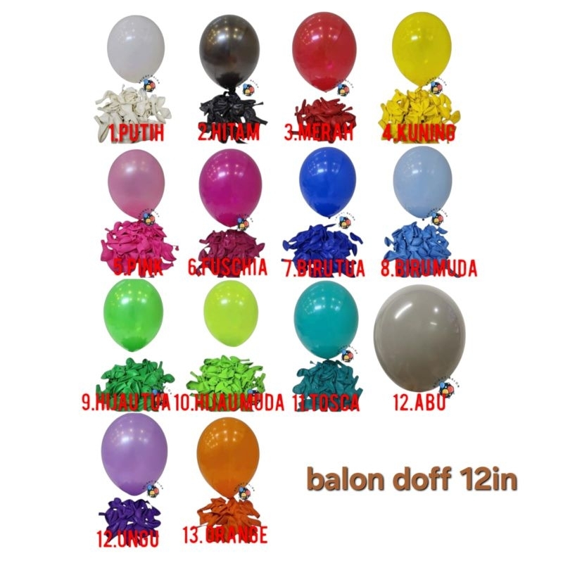 Jual party bash / balon doff 12 inch isi -+100 pcs per pack ...