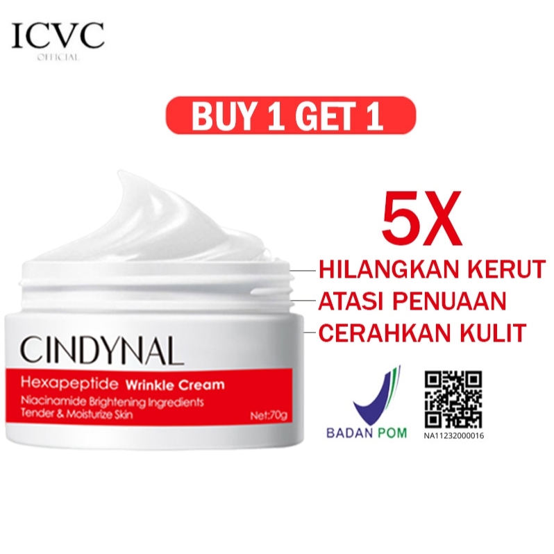 Jual [BELI 1 GRATIS 1] BPOM CINDYNAL Hexapeptide anti Wrinkle Cream Kerutan di Wajah Anti Aging ...