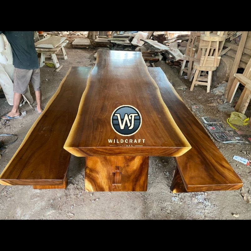 Jual Meja Trembesi Solid 3 Meter ~ Meja Makan Set ~ Meja Meeting Kantor ...