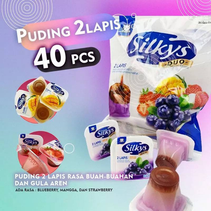 Jual Silky Pudding Snack Puding 2 Lapis 40pcs Rasa Buah Buah an Dan ...