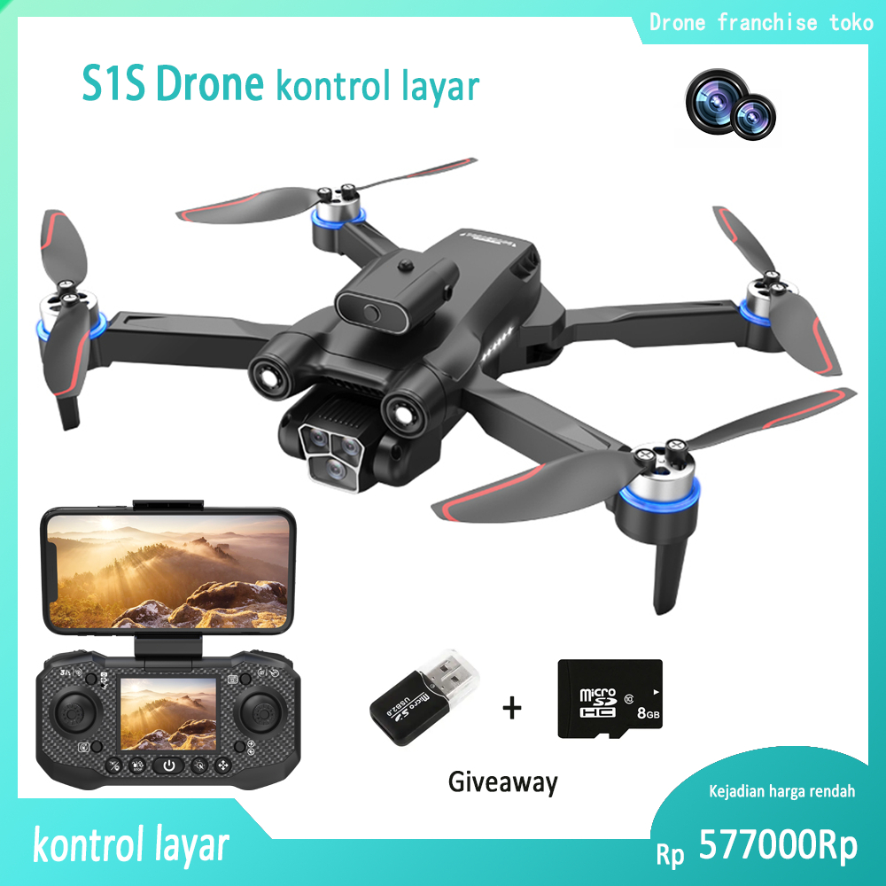 Jual S1S drone upgrade, with screen control, LED lights, 3-in-1 lens, multiple upgrades ...