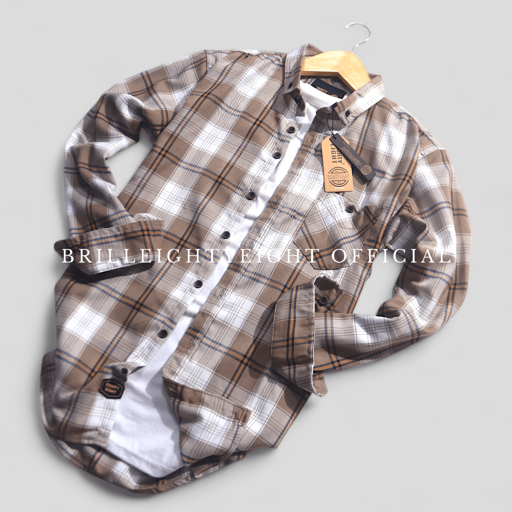 Jual Brill Eighty Eight - Kemeja Flanel Panjang Premium White Milo Blk Mst 88 L3756 | Shopee ...