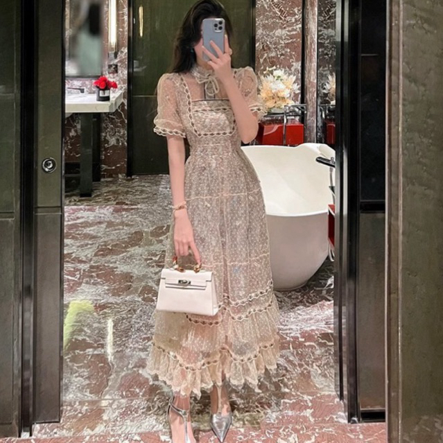 Jual Leena dress | Dress ruffle SUPER CANTIK dress panjang bordir asli ...