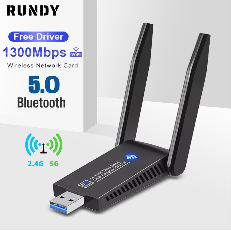 Jual RUNDY【COD】 Adaptor WiFi USB 1300Mbps, Adaptor USB Nirkabel Dual Band 2.4/5.8 GHz, Penerima ...