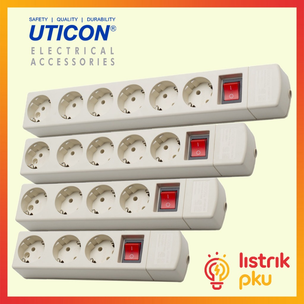 Jual Stop Kontak UTICON + Saklar ON OFF 3,4,5,6 Lubang ST-1382NC ST-1482NC ST-1582NC ST-1682NC ...