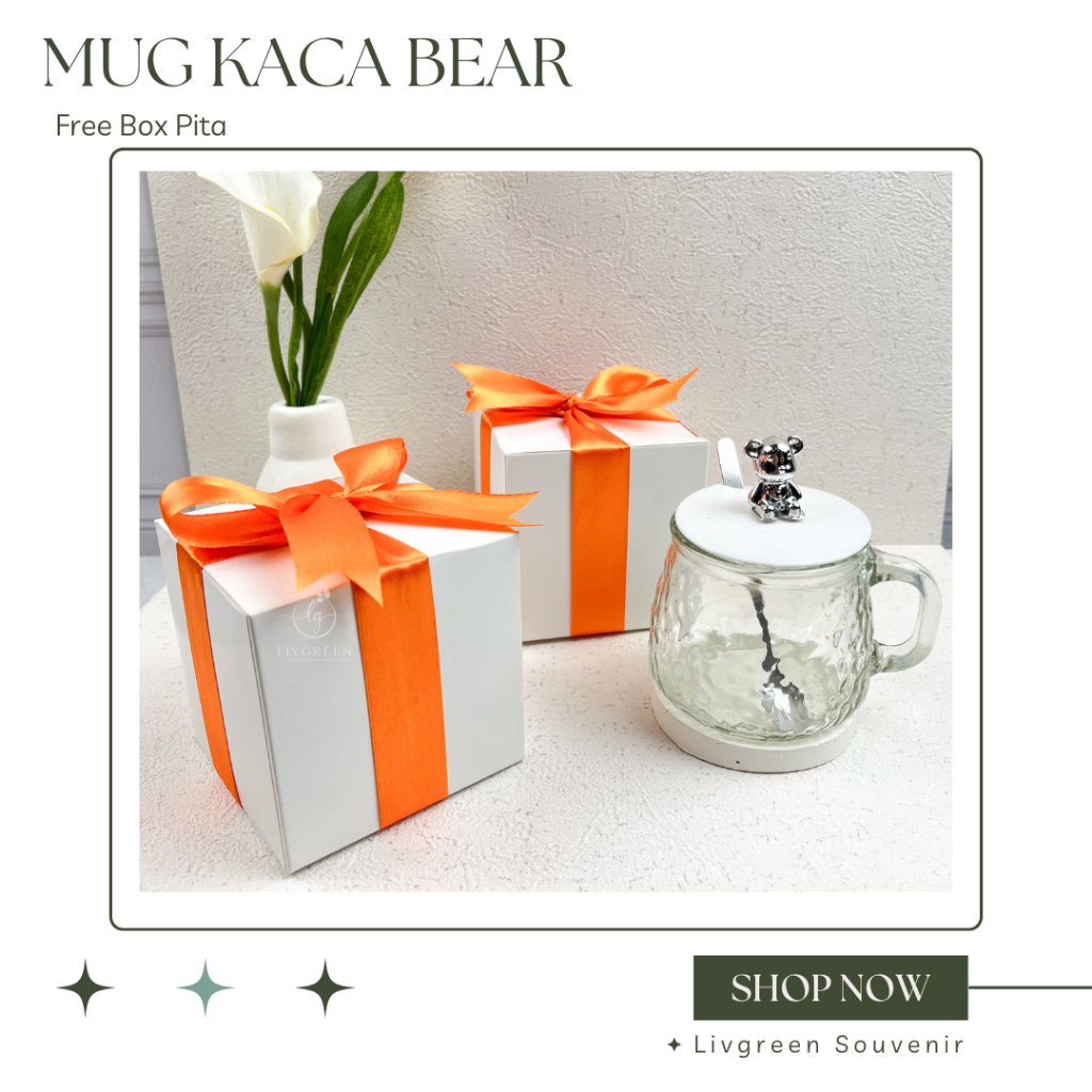 Jual Souvenir Gift and Merchandise Mug Kaca Beruang Variasi Kemasan Box ...