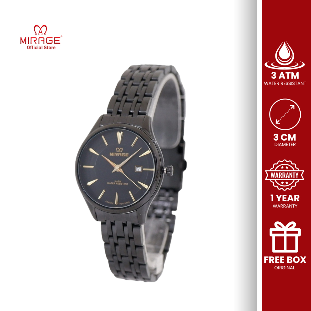 Jual Mirage Jam Tangan Wanita Analog Kasual Water Resistant 3ATM 8775 L ...