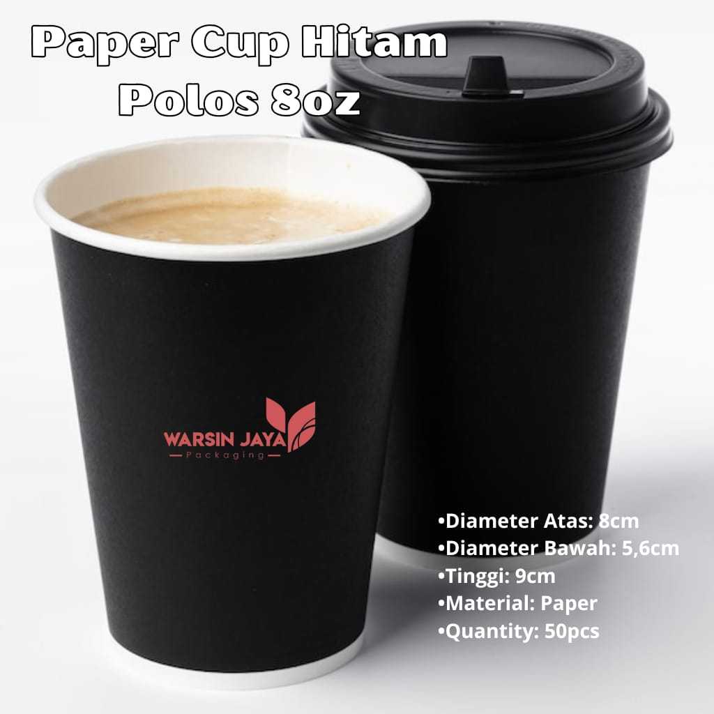Jual PAPER CUP/GELAS KERTAS HITAM POLOS 8 OZ ISI 50PC | Shopee Indonesia