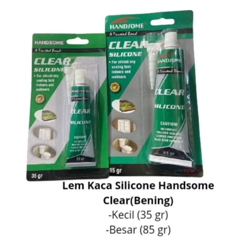 Jual Lem Silicone HANDSOME Clear Besar,Kecil/Lem Kaca Tube Clear ...