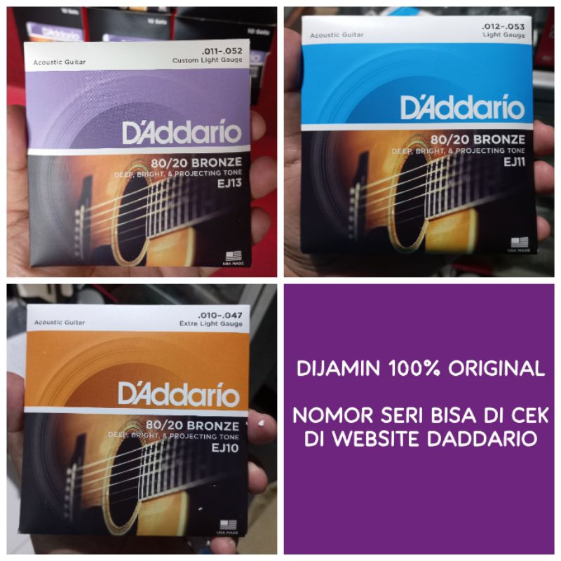 Jual SENAR GITAR DADDARIO EJ10 EJ 11 EJ 13 D ADDARIO D'ADDARIO ORIGINAL ...