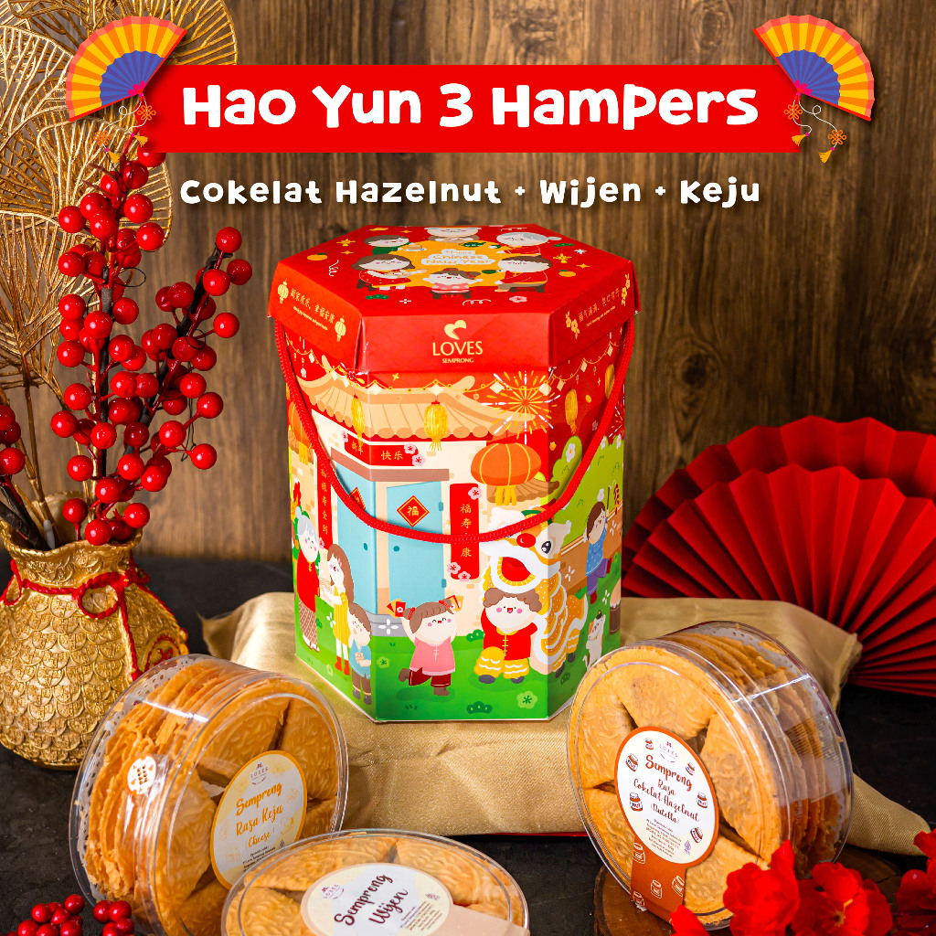 Jual CNY Hampers — Hao Yun 3 Hampers — Loves Semprong Nutella + Wijen ...