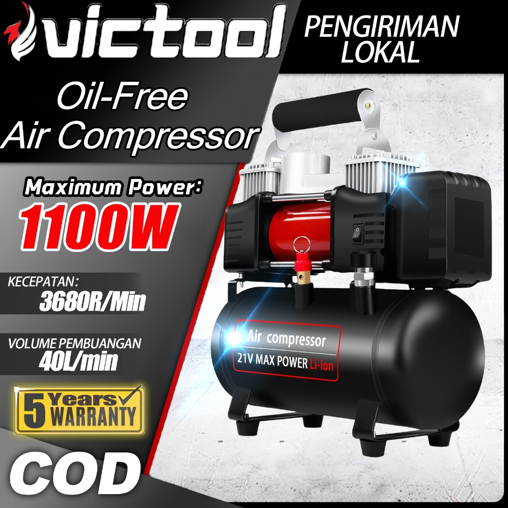 Jual Victool Air kompresor angin mini Oilless listrik 1100W Portable ...