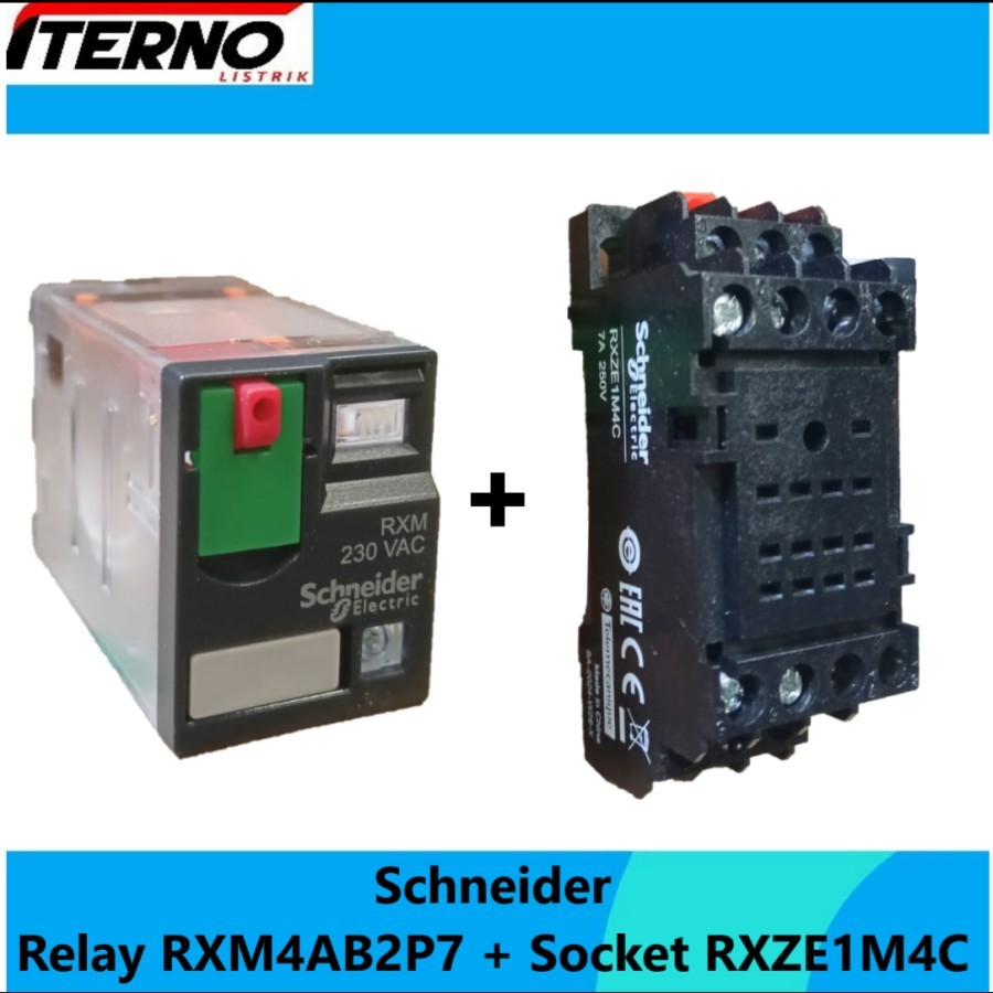 Jual RXM4AB2P7 220VAC Relay Schneider Socket RXZE1M4C Setara MY4N 14 Kaki | Shopee Indonesia