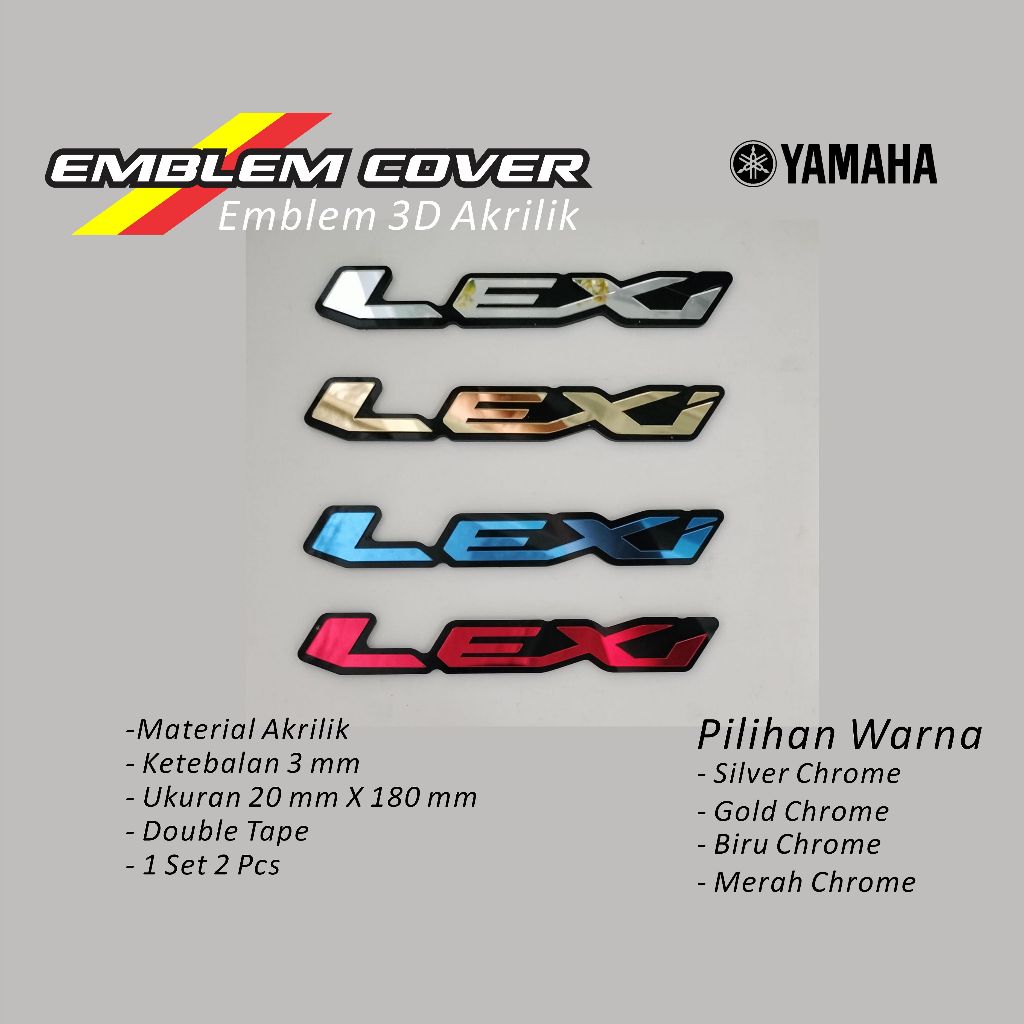 Jual stiker motor 3d yamaha lexi sepasang emblem akrilik yamaha lexy ...