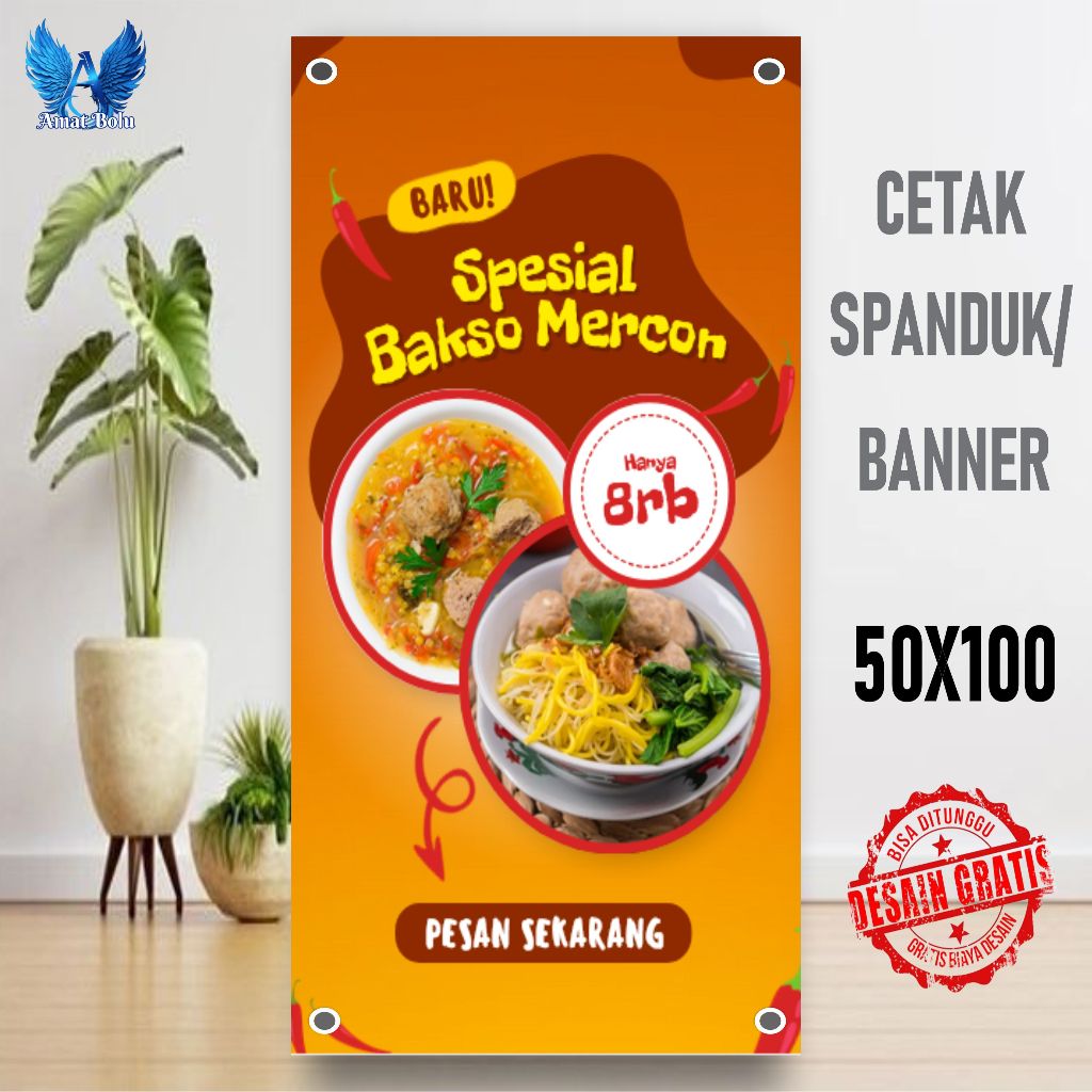 Jual Spanduk / Banner Bakso Mecon Bisa Request | Shopee Indonesia