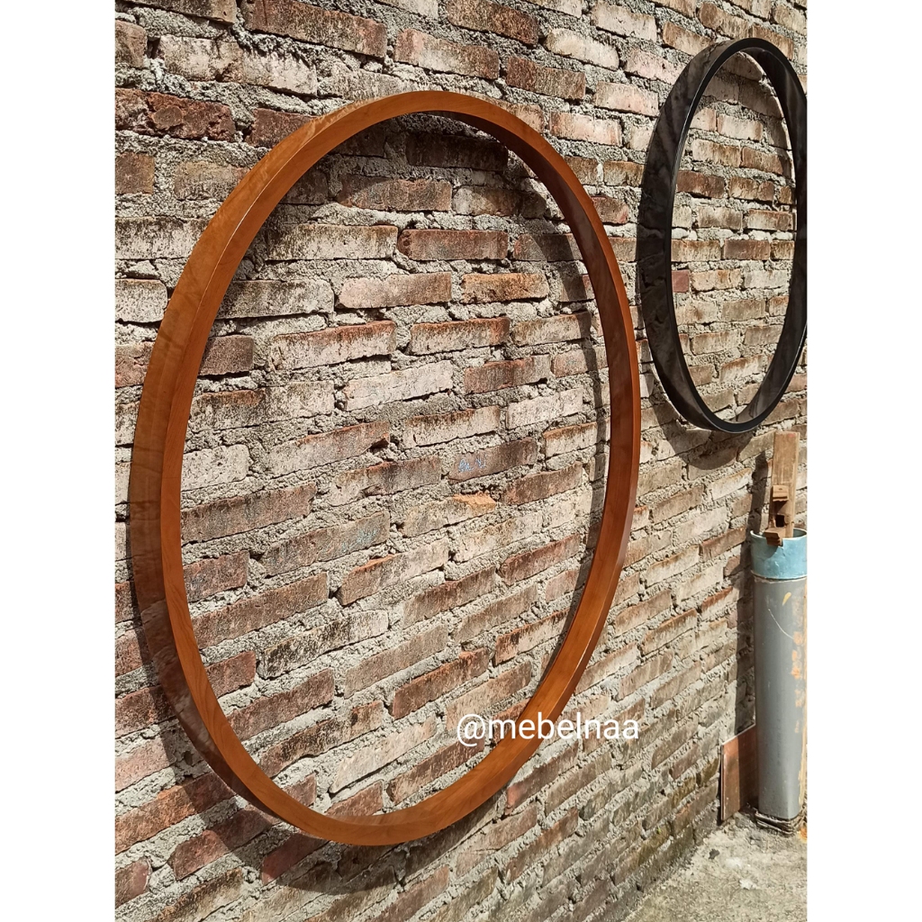 Jual F100 FRAME CERMIN BULAT KAYU JATI | Shopee Indonesia