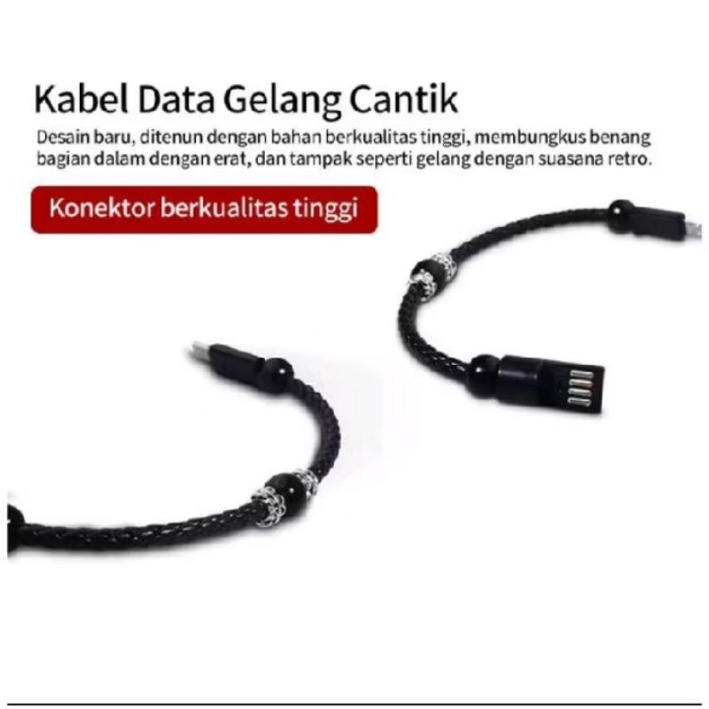 Jual KABEL DATA MODEL GELANG TIPE USB IPHONE TIPE C ANDROID | Shopee ...